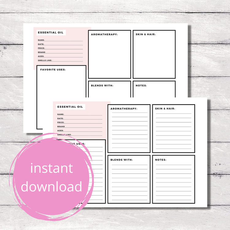 Essential Oil Printable Journal Notebook