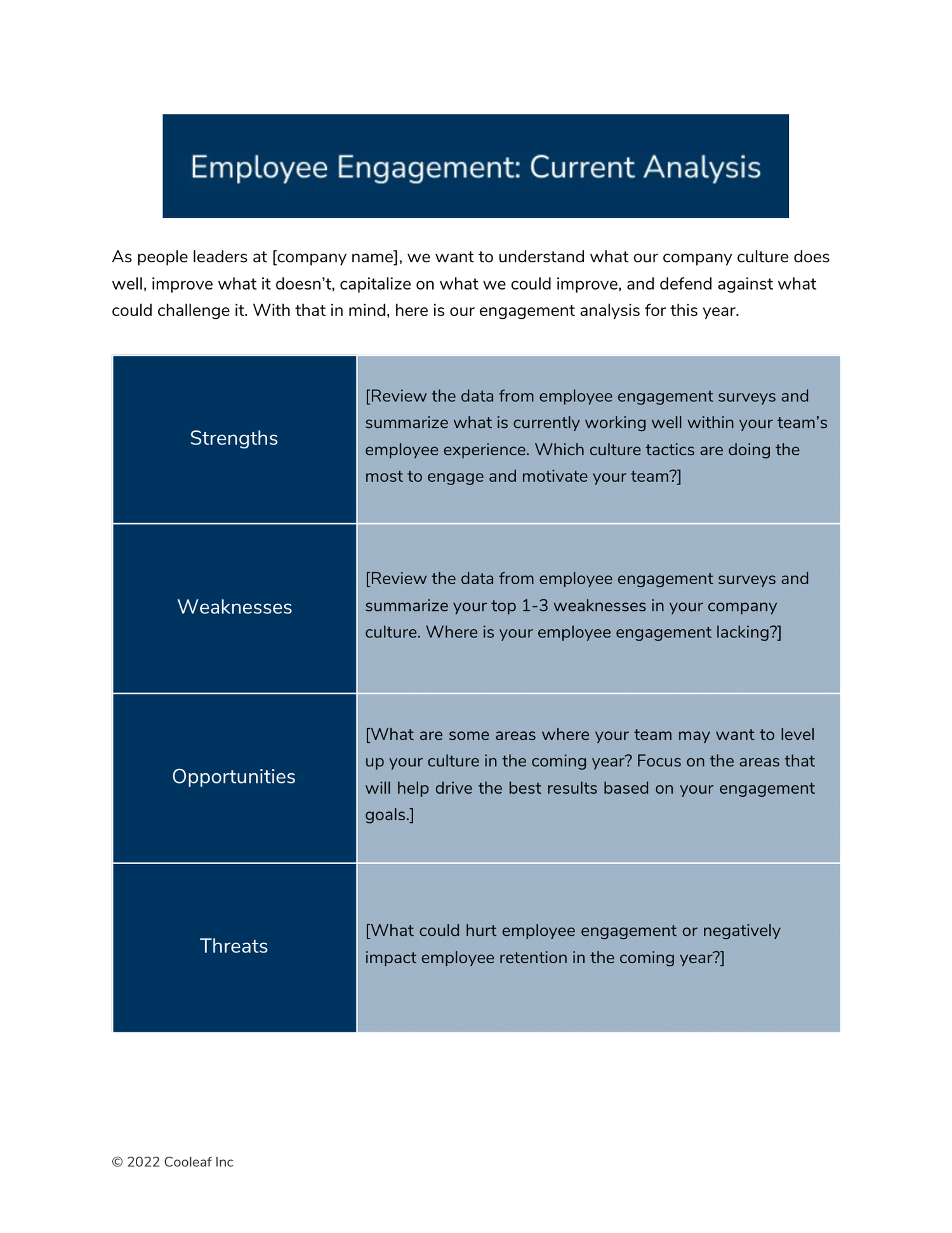 Employee Engagement Action Plan Template | Cooleaf
