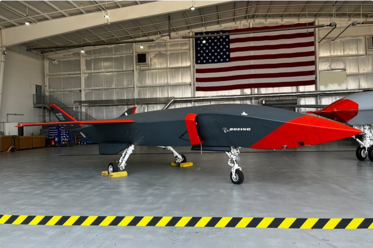 Above: The Boeing MQ-28 Ghost Bat has been publicly displayed in the US ...