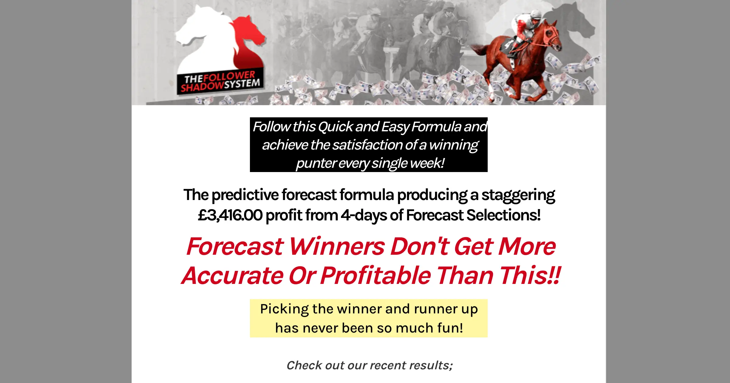 Follower Shadow: UK's #1 Forecast Horse Racing Service