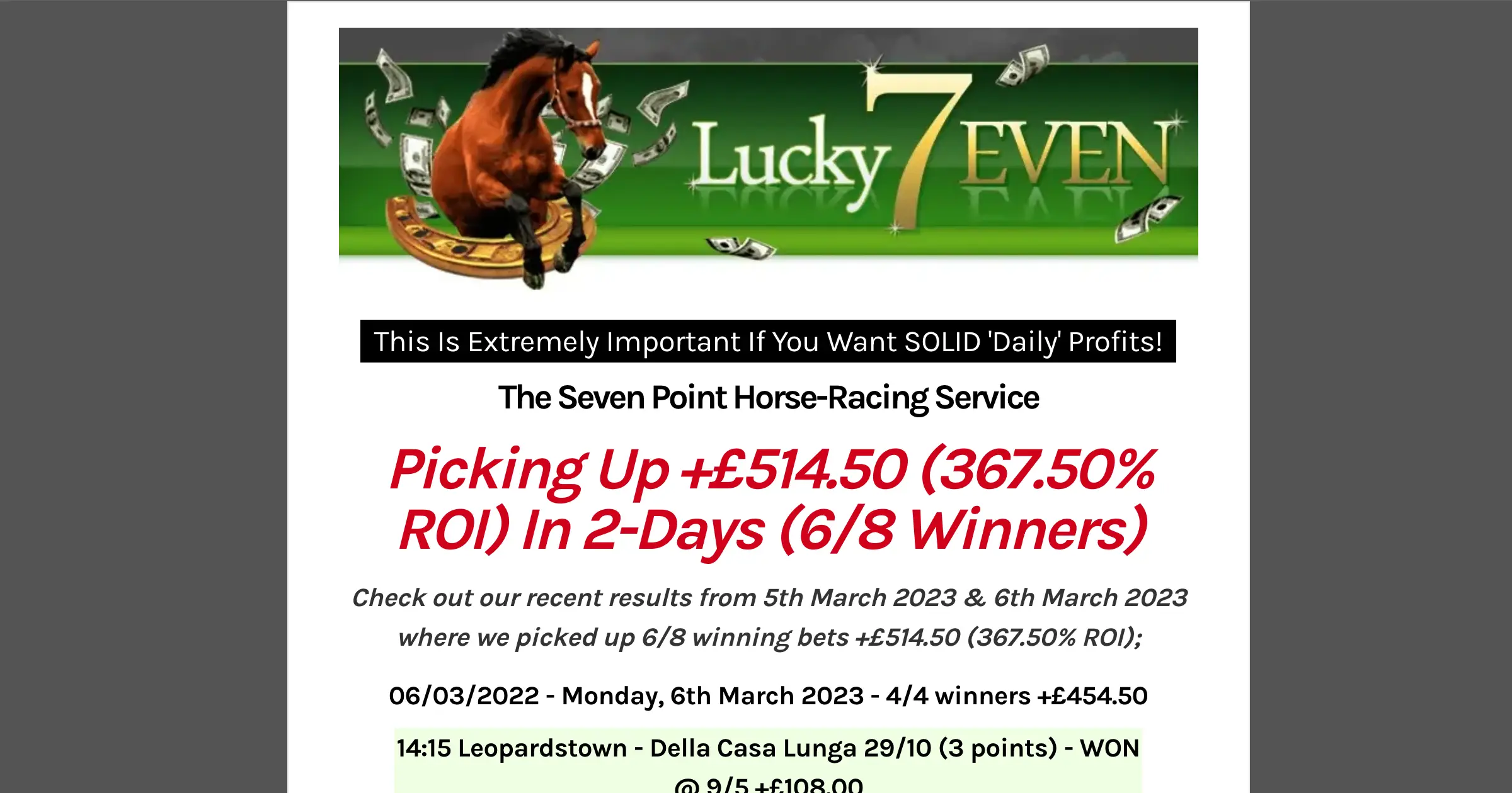 Lucky 7even: Daily Horse Racing Tips by Sean Flanagan